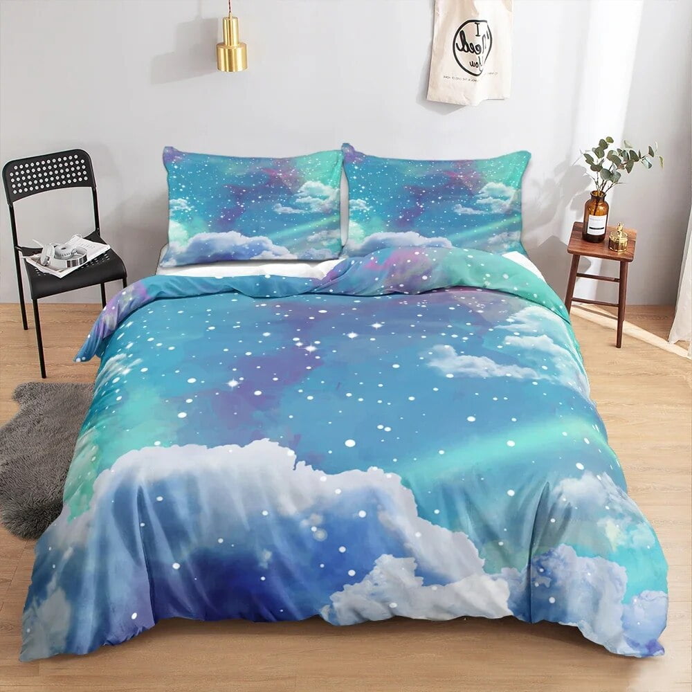 Antarctic Aurora King Duvet Cover Colorful Sky Polar Lights Bedding Set ...