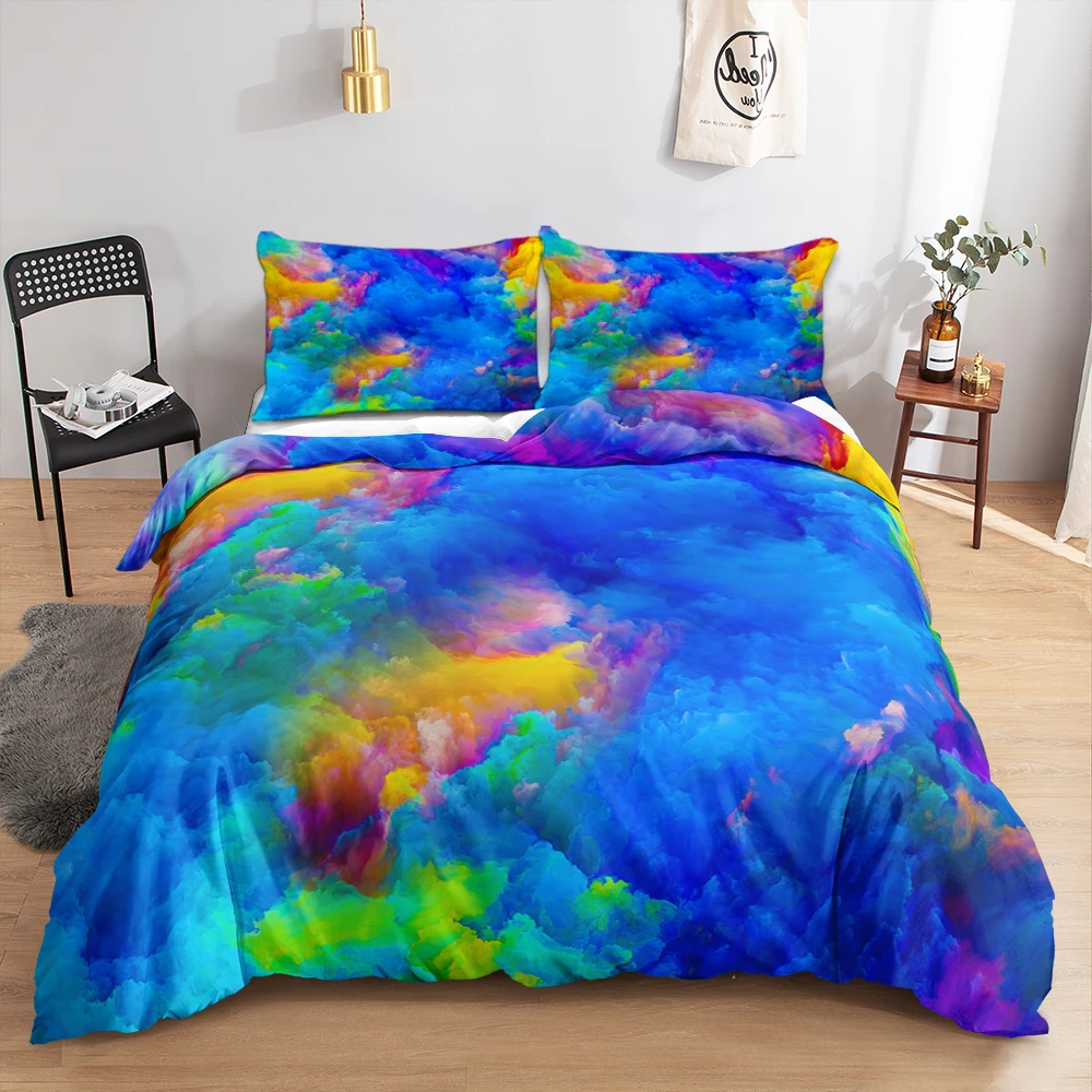 Antarctic Aurora King Duvet Cover Colorful Sky Polar Lights Bedding Set Smoky Mountain Forest ...