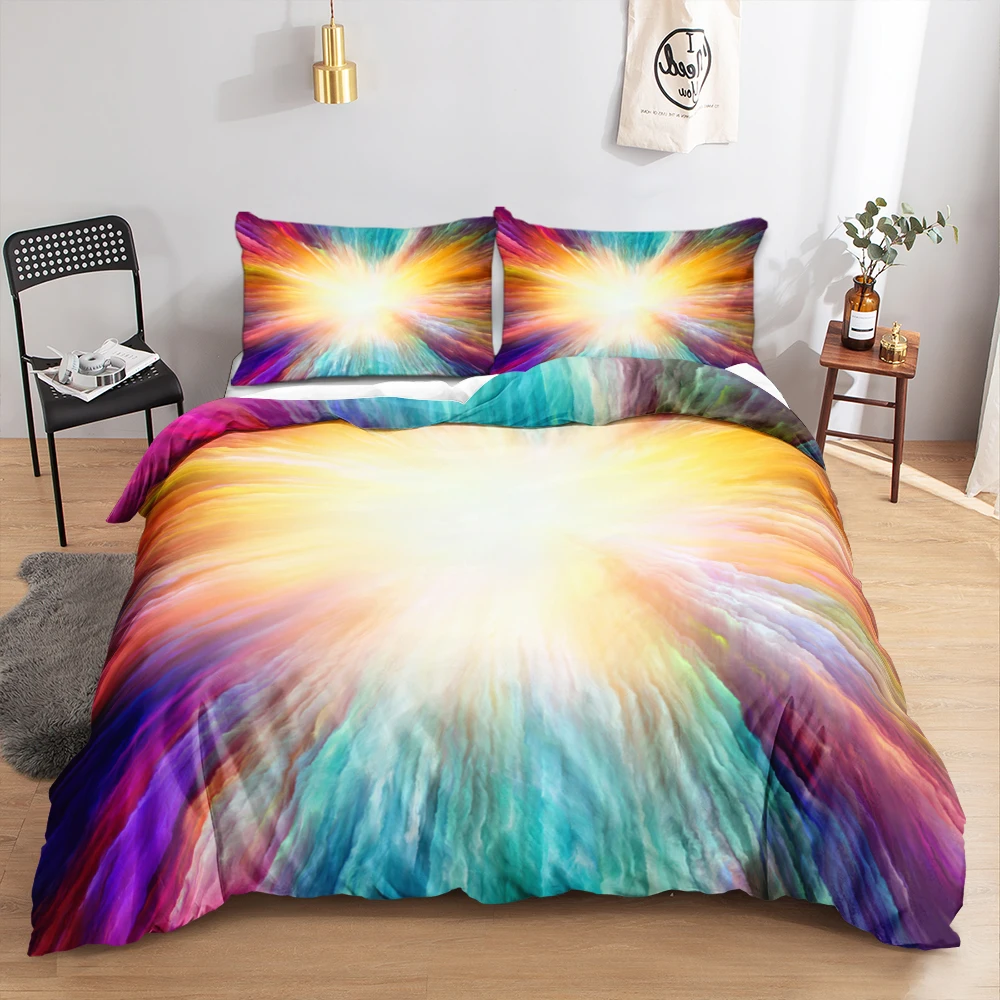 Antarctic Aurora King Duvet Cover Colorful Sky Polar Lights Bedding Set Smoky Mountain Forest ...