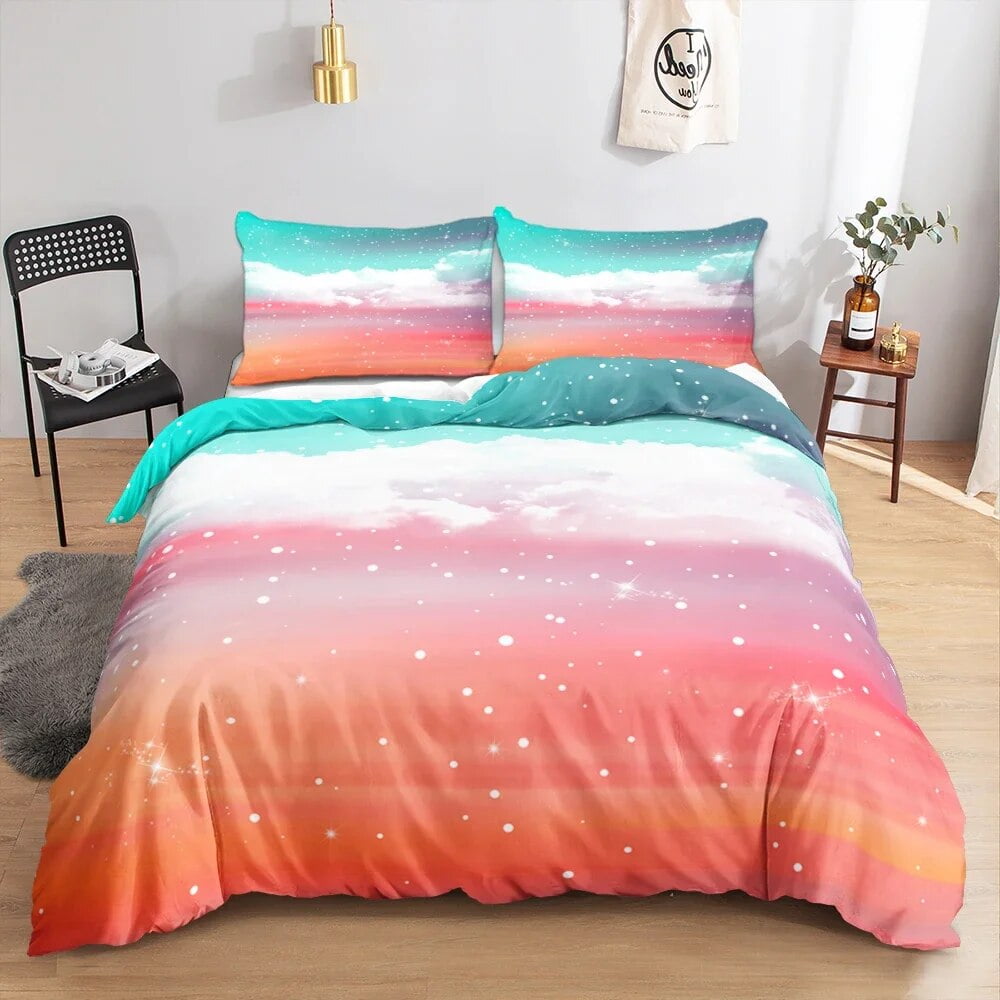 Antarctic Aurora King Duvet Cover Colorful Sky Polar Lights Bedding Set ...