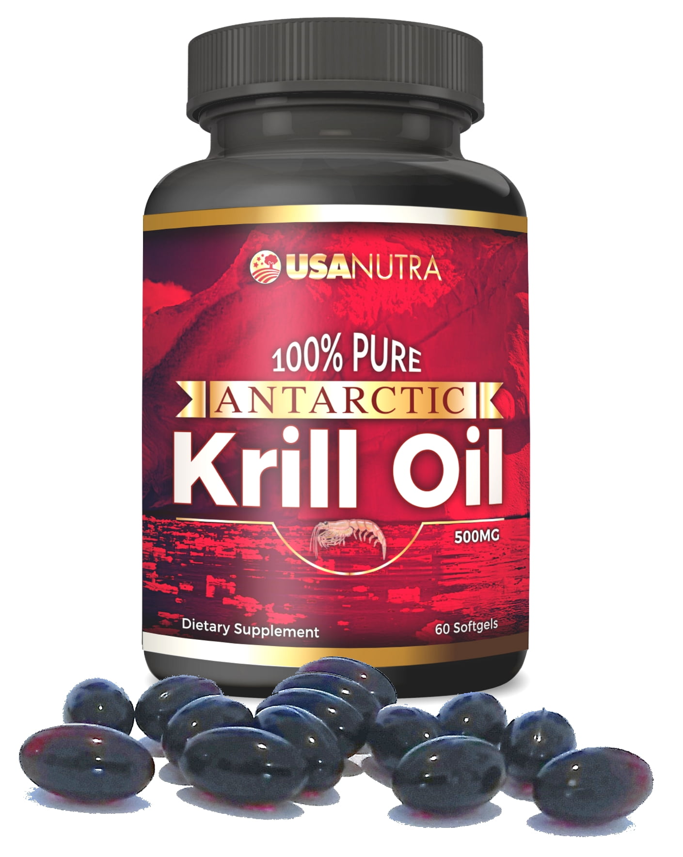 USANUTRA Antarctic Krill Oil 1000mg with Omega-3 EPA DHA Astaxanthin ...