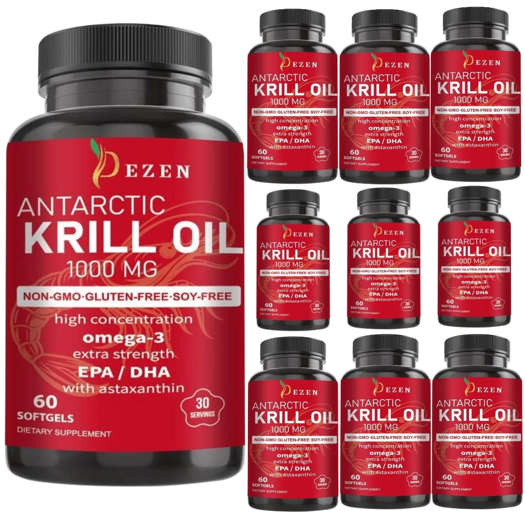 Antarctic Krill Oil 1000mg Softgels, Omega 3 EPA & DHA Supplement with ...