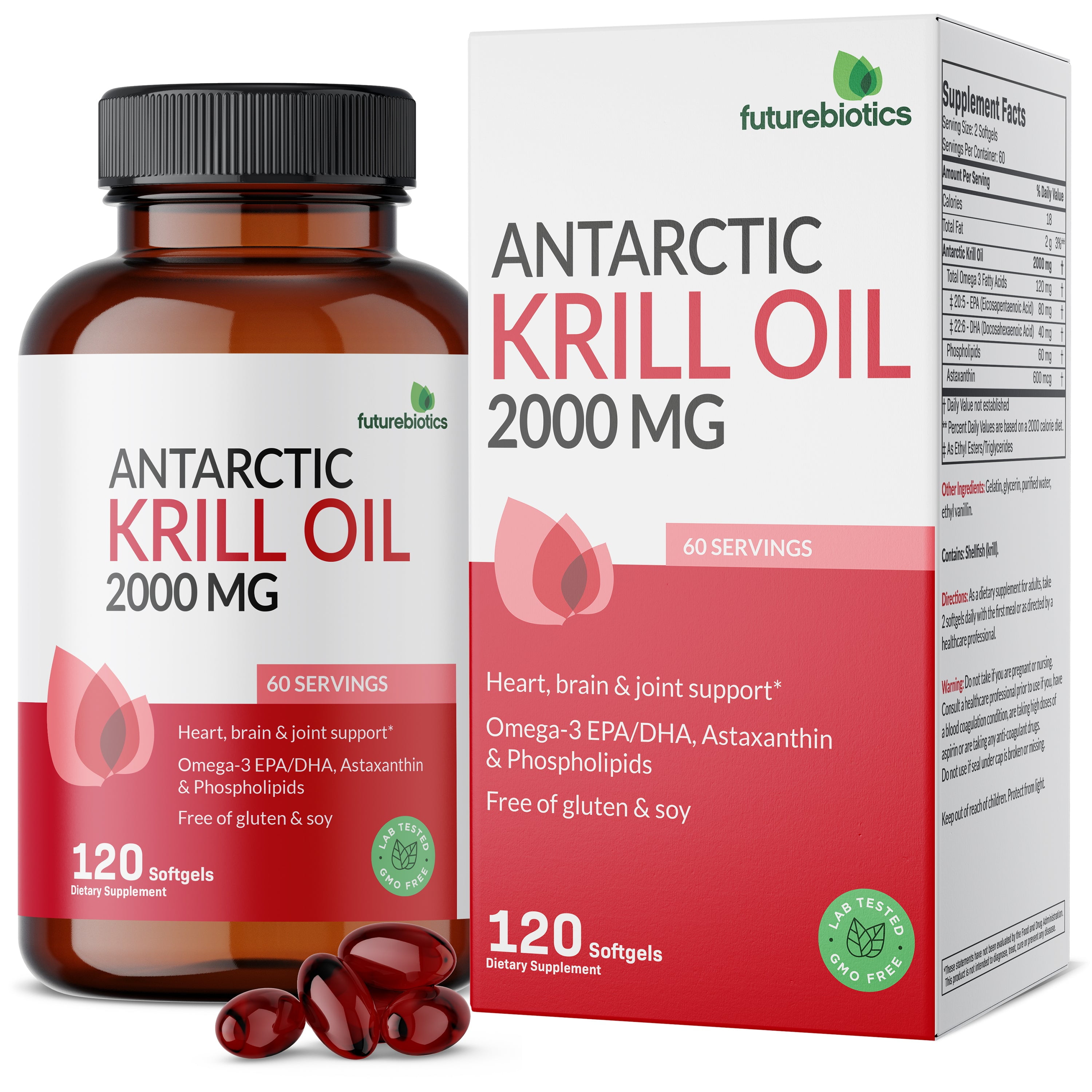 Antarctic Krill Oil 2000mg Extra Strength with Astaxanthin, 120 ...