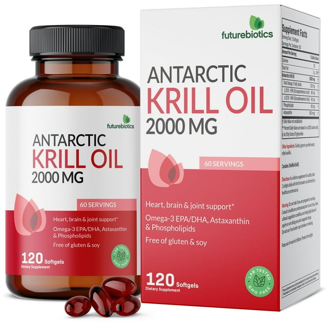Antarctic Krill Oil 2000mg Extra Strength with Astaxanthin, 120 Softgels - Walmart.com