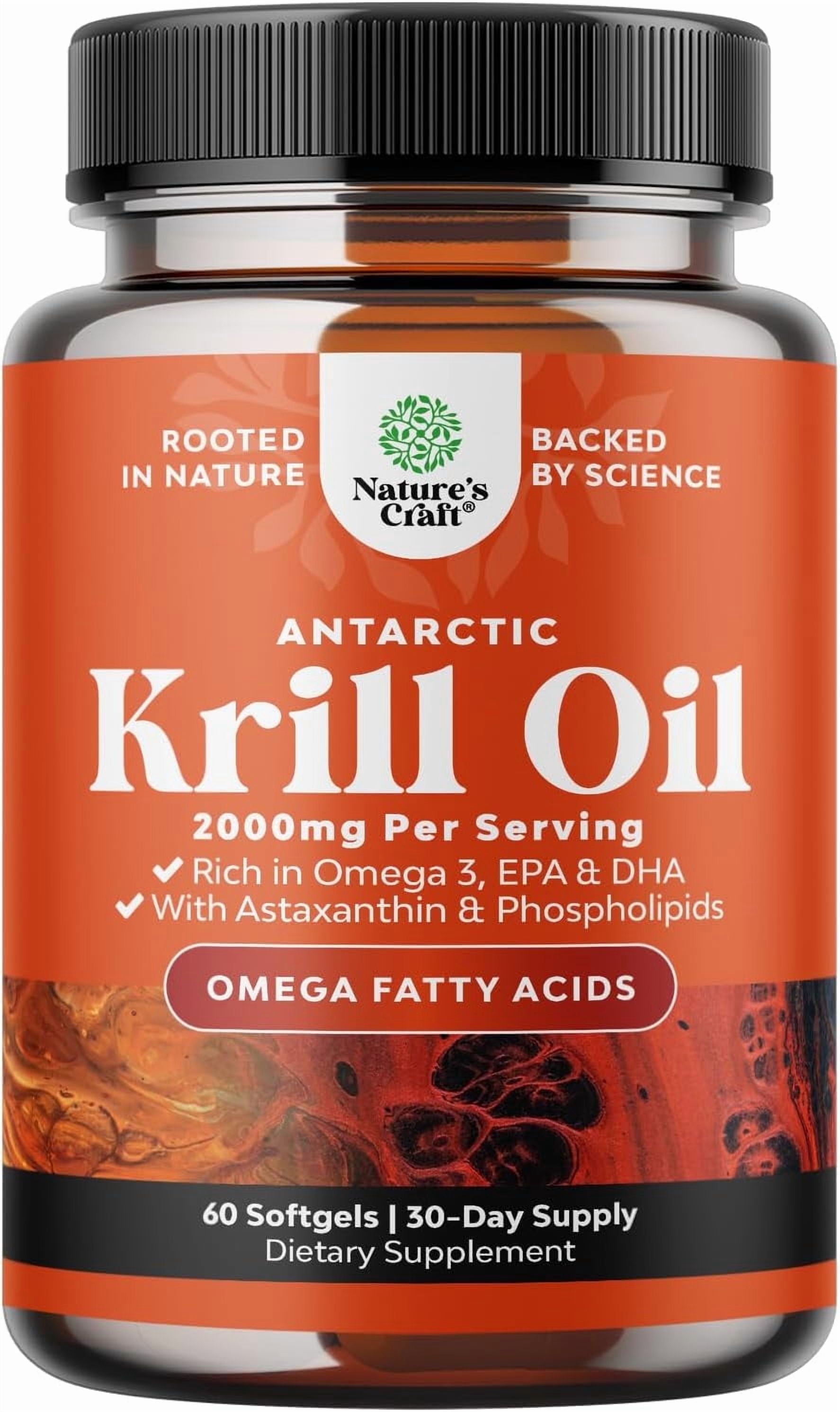 Natures Craft 2000mg Antarctic Krill Oil Supplement, Omega 3 Capsules ...