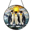 Antarctic Penguin Family Stained Glass Suncatcher Window Panel, Gentle ...