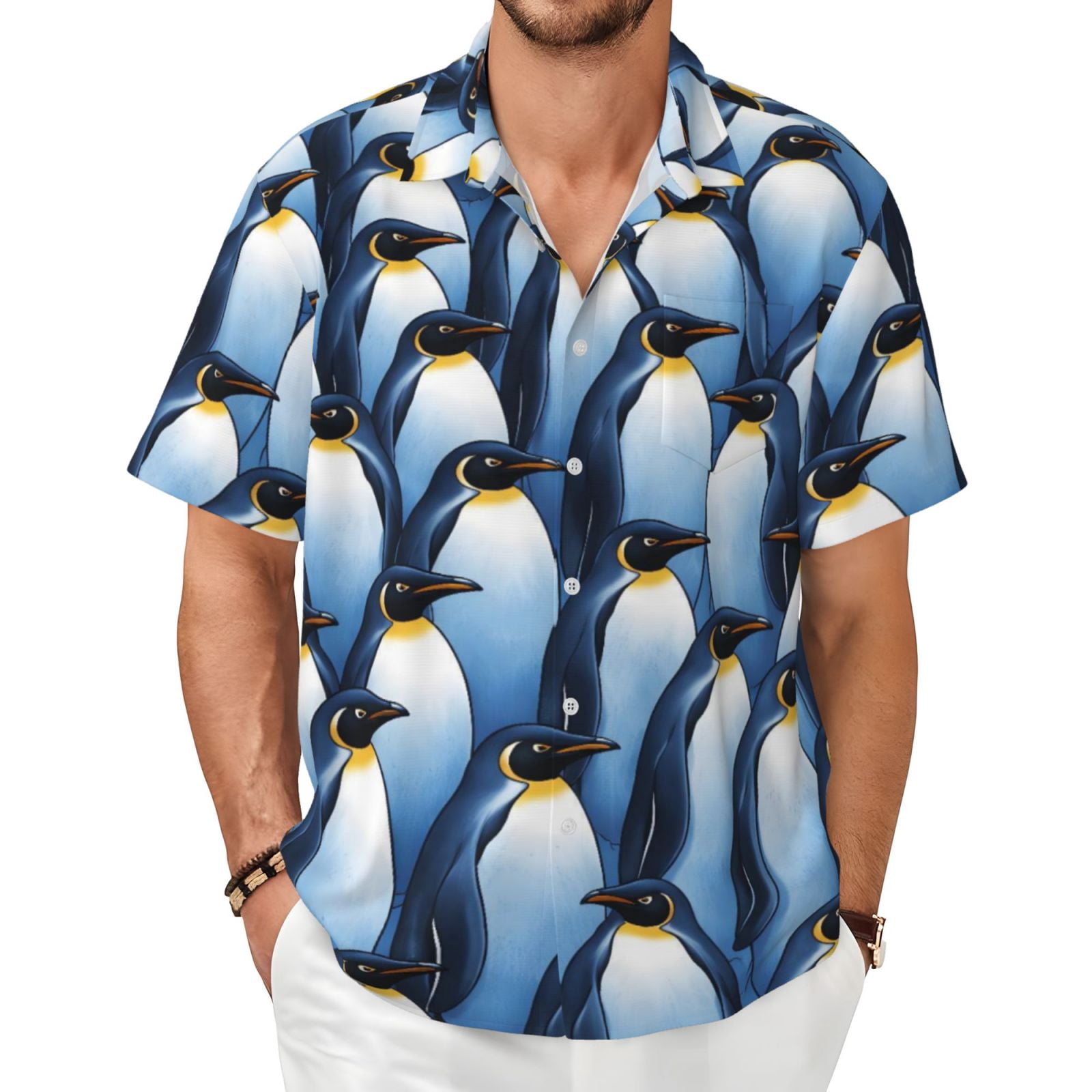 Antarctic Penguins Men'S Short-Sleeved Shirts with All-Over Prints for ...