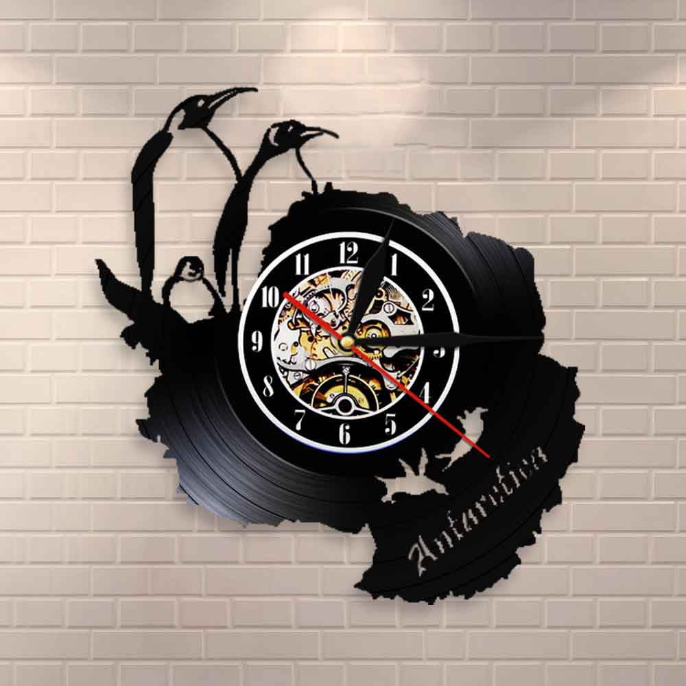 Antarctic Penguins Wall Clock Three Emperor Penguins Living Room Decor ...