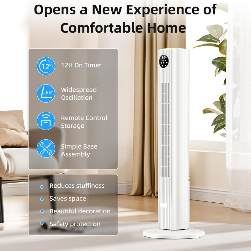Antarctic Star Tower Fan Portable Electric 65° Oscillating Fan Quiet ...