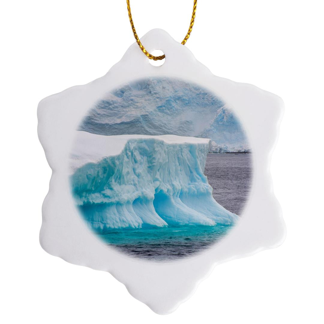 3drose, Antarctica. Iceberg., 3 inch Snowflake Porcelain Ornament ...