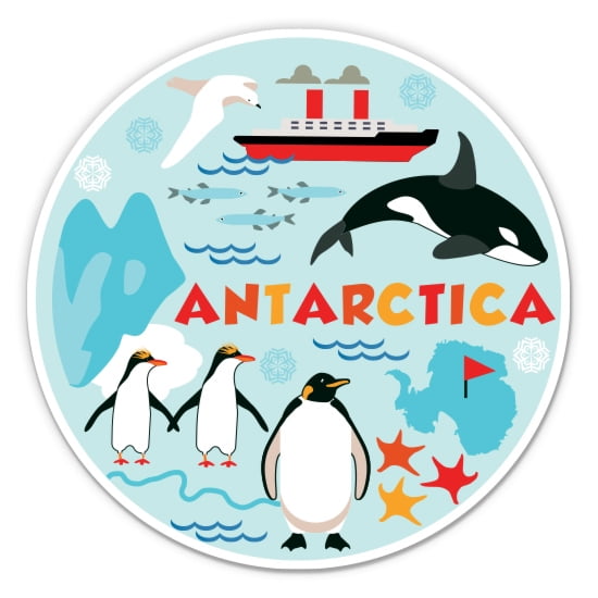 Antarctica South Pole Penguin - 5" Vinyl Sticker - For Car Laptop I-Pad ...