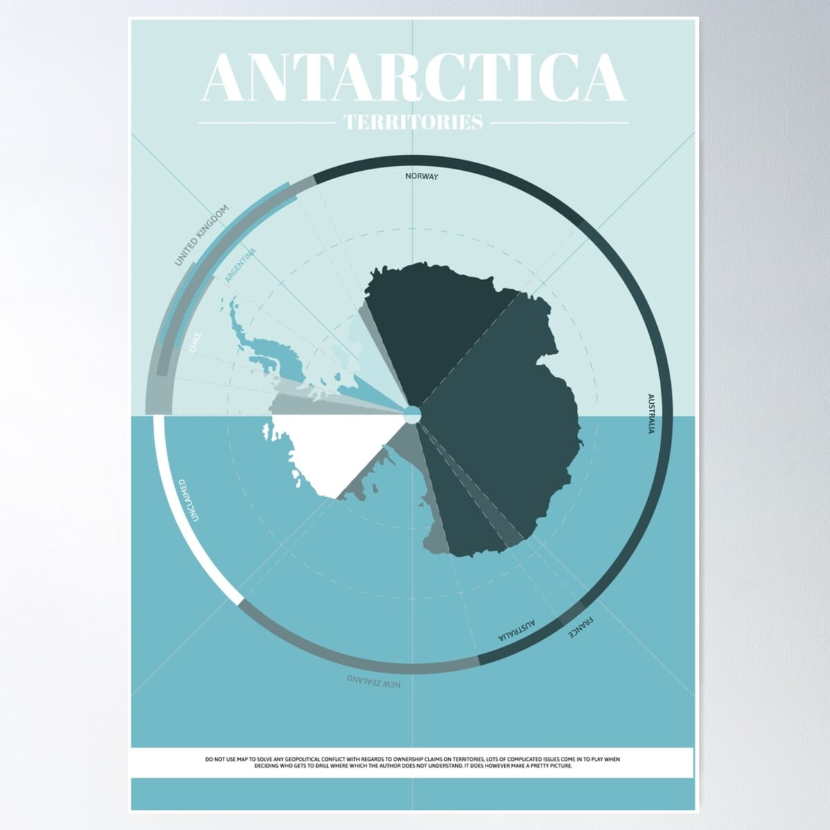 Antarctica Territory Map Poster Wall Art, Modern Wall Decor For Living ...