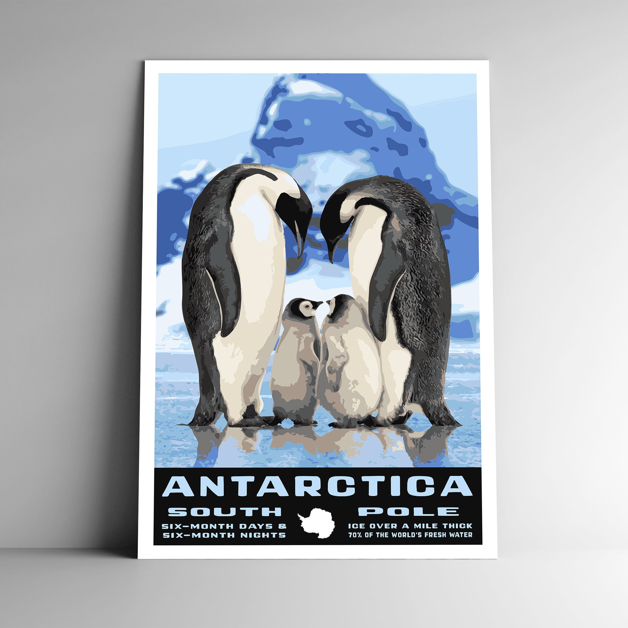 Antarctica Vintage Travel Poster / Postcard WPA Style South Pole ...