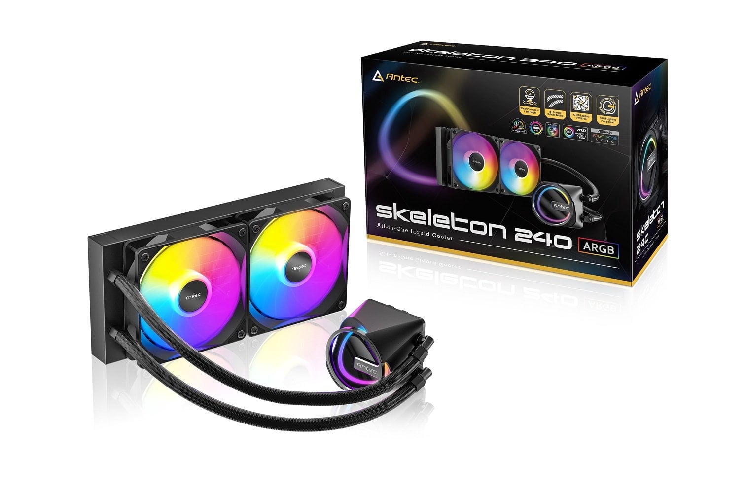 Antec Skeleton 240 ARGB Liquid CPU Cooler, 240mm Radiator, 2 x 120mm ...