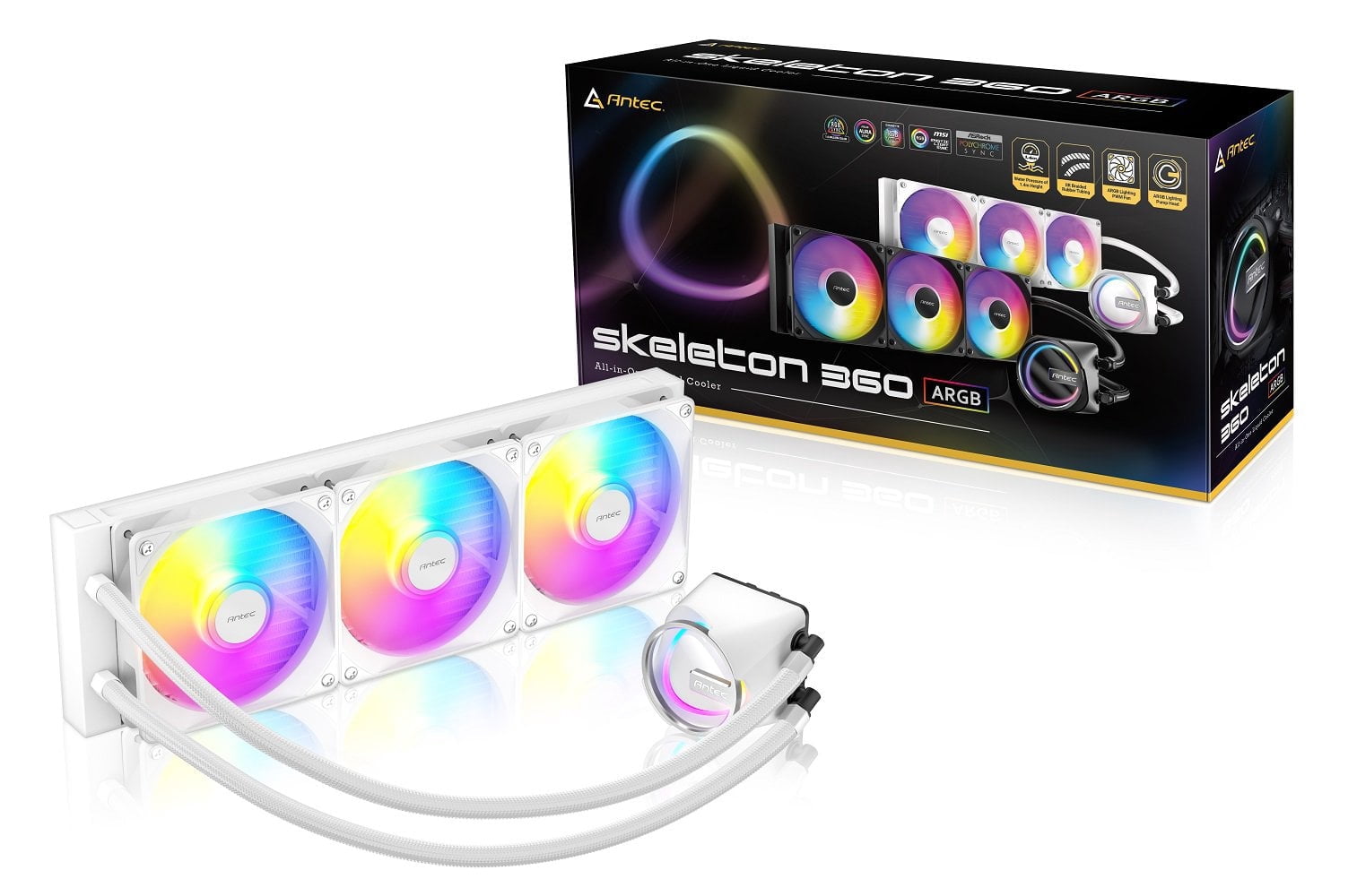 Antec SKELETON360ARGBWHITE Skeleton 360 ARGB Liquid CPU Cooler360mm ...
