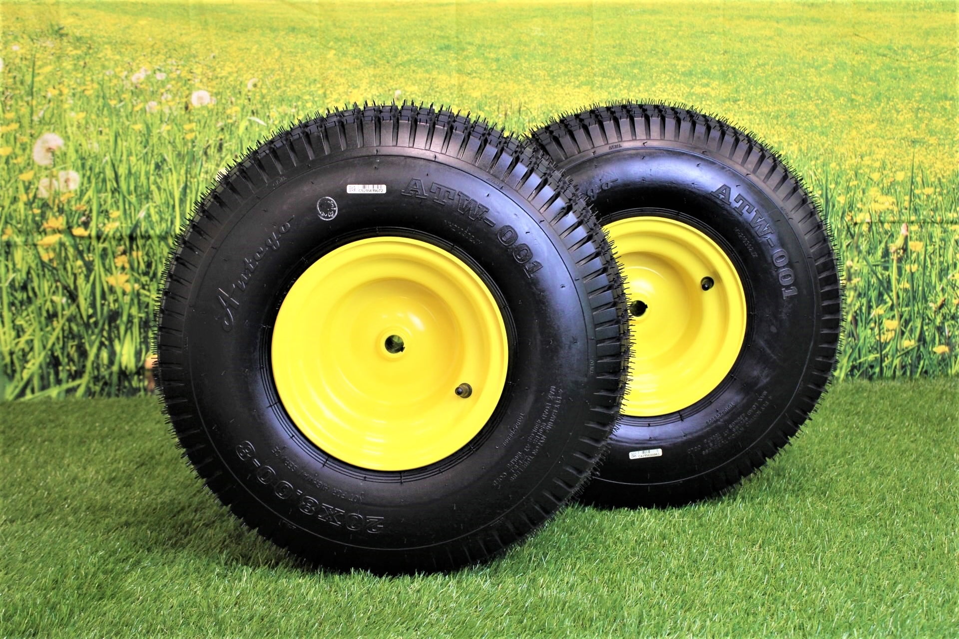 John Deere Antego Set of 2 Yellow Tires & Wheels 20x8.00-8, 4 Ply for ...