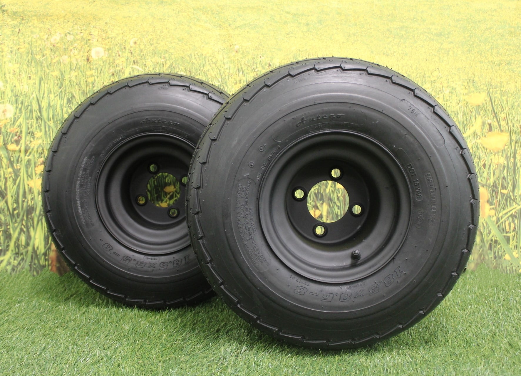 Antego Matte Black 18.5x8.50-8 (215/65-8) DOT Rated Trailer Tires and ...