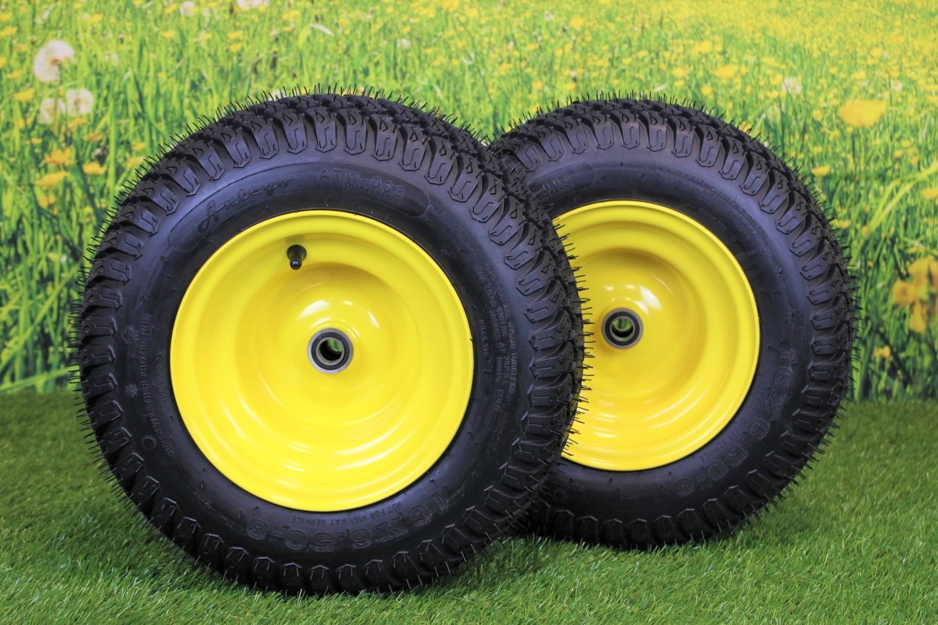 Antego Set of 2 Turf Tires & Wheel Assembly 16x6.50-8, .75 Precision ...