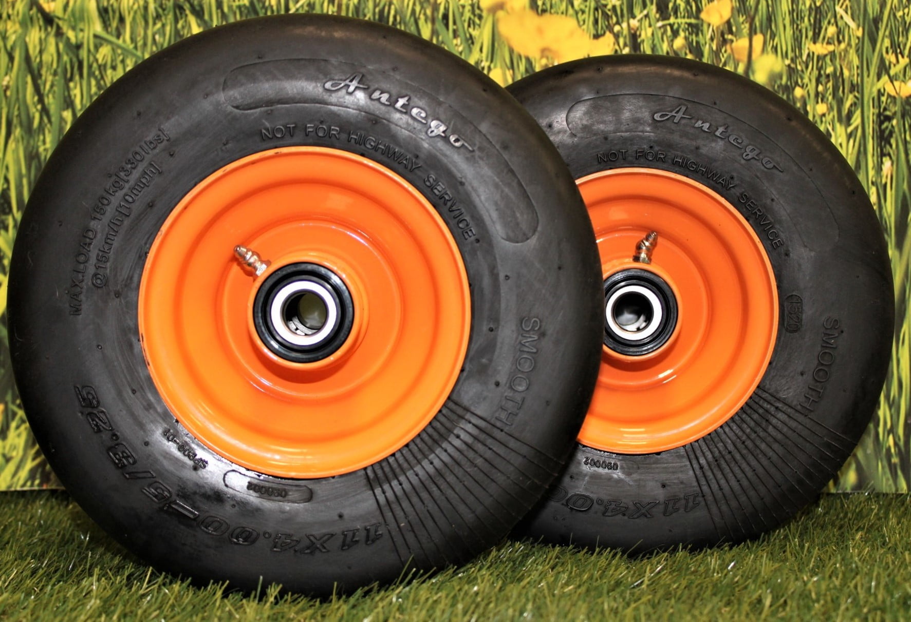 Antego Tire & Wheel Set of 2, Scag Flat Free Wheel Assemblies 11x4.00-5 ...