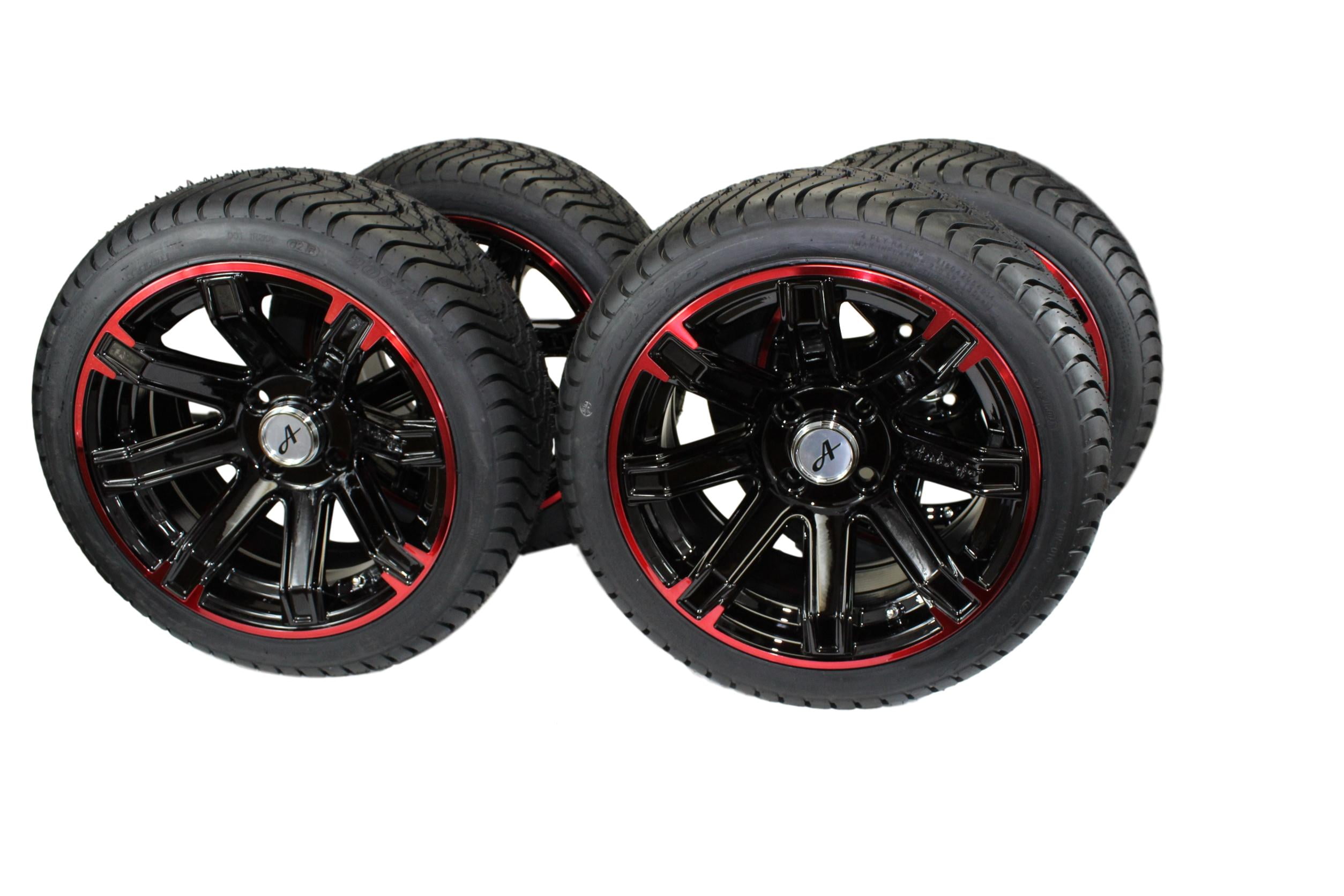 Antego Tire and Wheel (Set of 4) 205/40-14 DOT Tire w/Glossy Black/Red ...