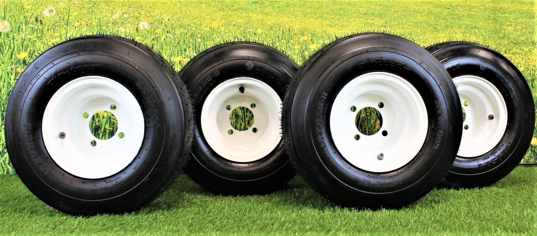 Antego Set of 4 Utility Tires and Wheels 18x8.50-8 with 8x7 White ...