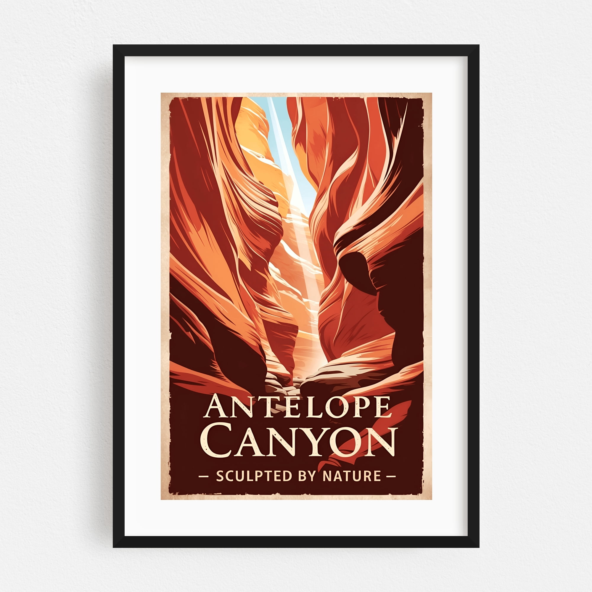 Antelope Canyon Vintage Travel Poster – Sculpted Sandstone Beauty ...