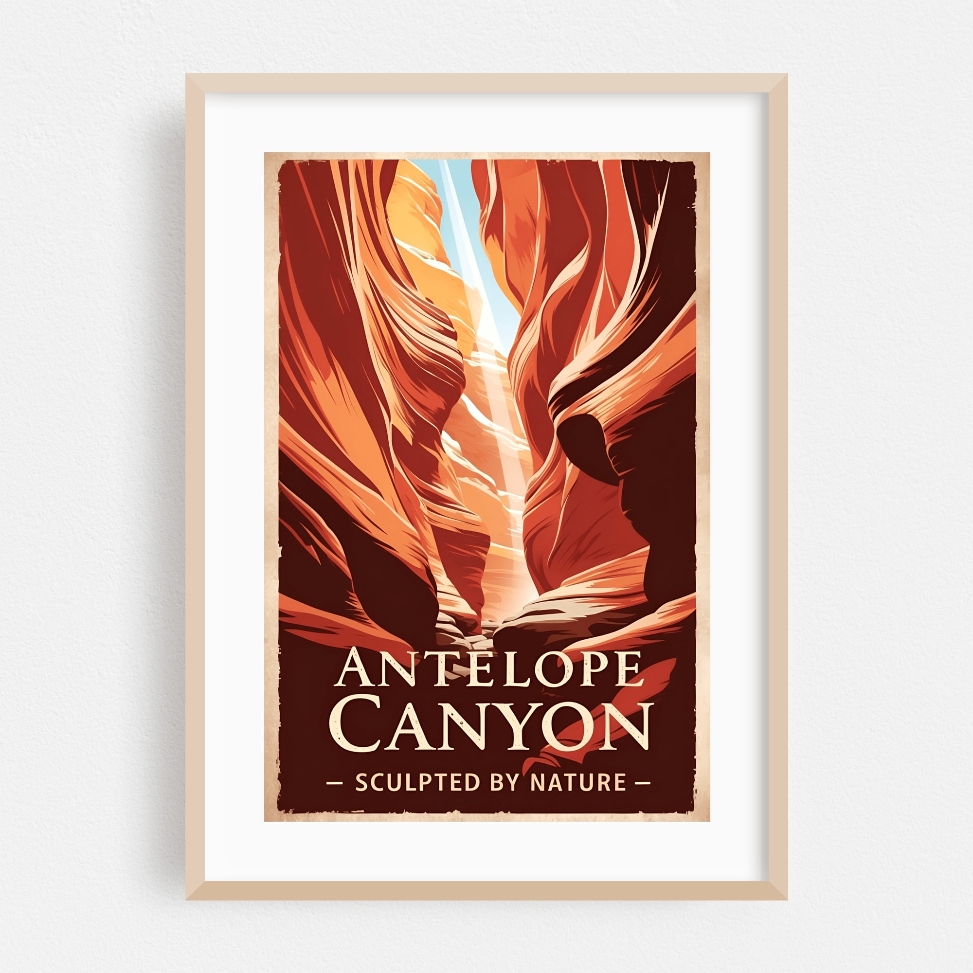 Antelope Canyon Vintage Travel Poster – Sculpted Sandstone Beauty ...