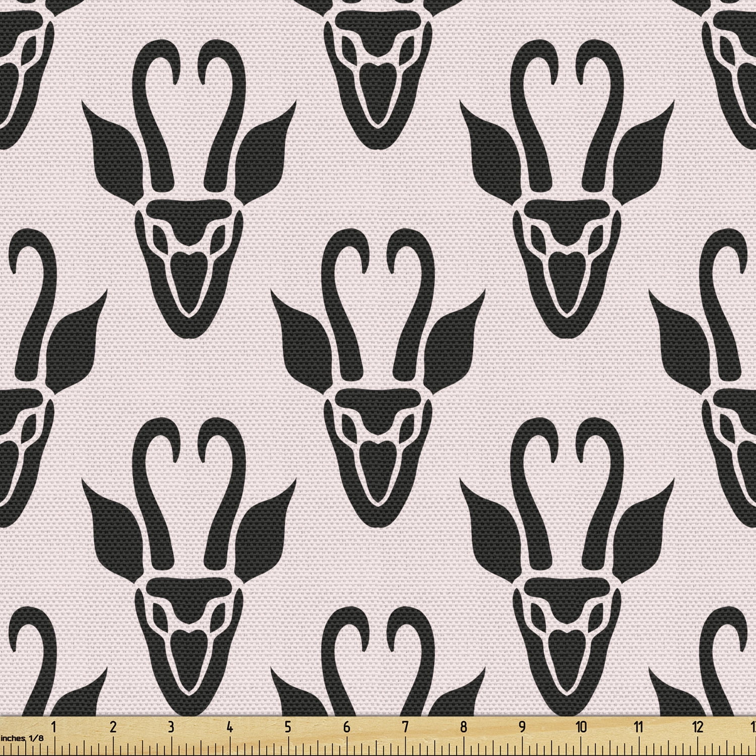 Antelope Fabric by the Yard, Monochrome Pattern with Abstract Animal ...