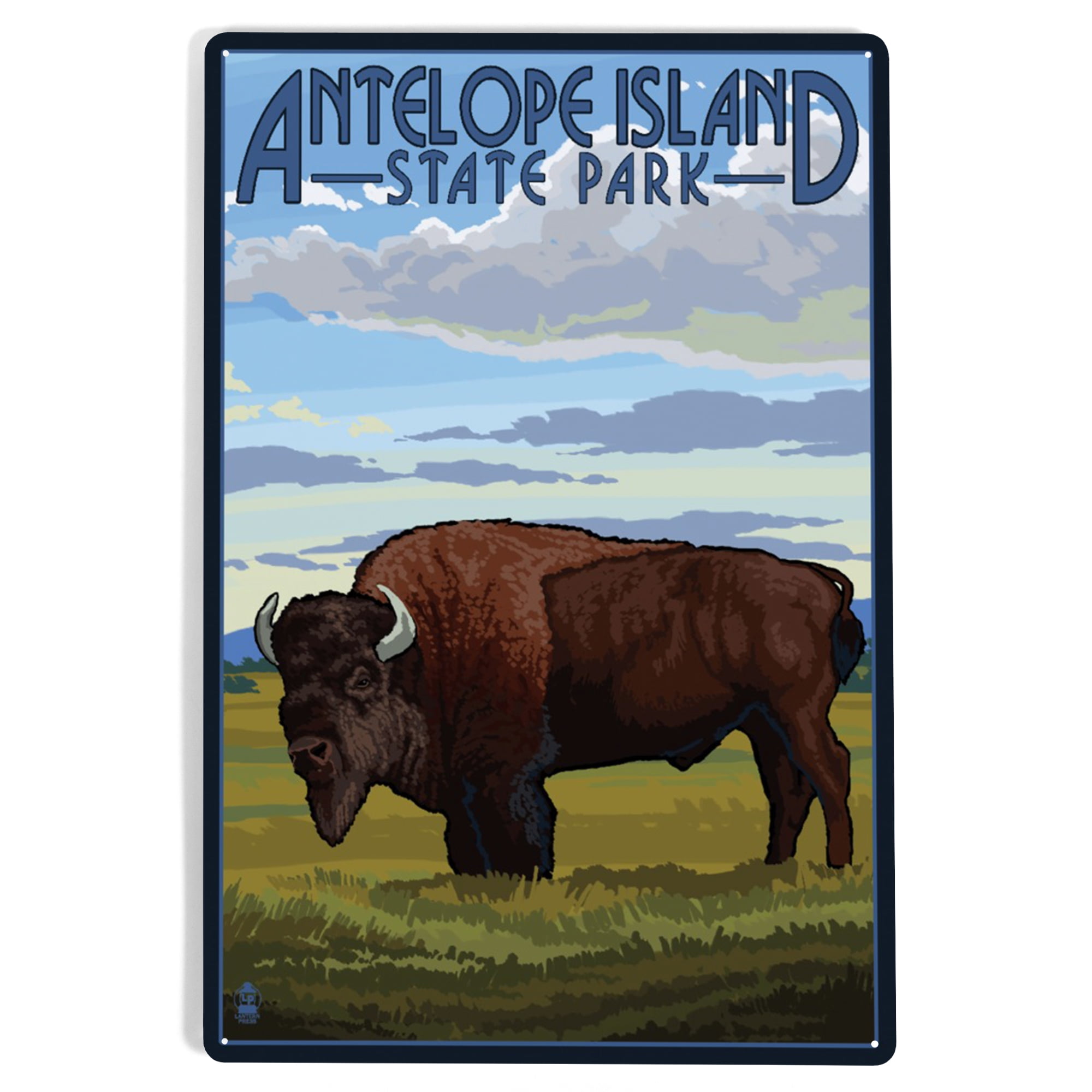 Antelope Island State Park, Utah, Bison and Field (12x18 Aluminum Art ...