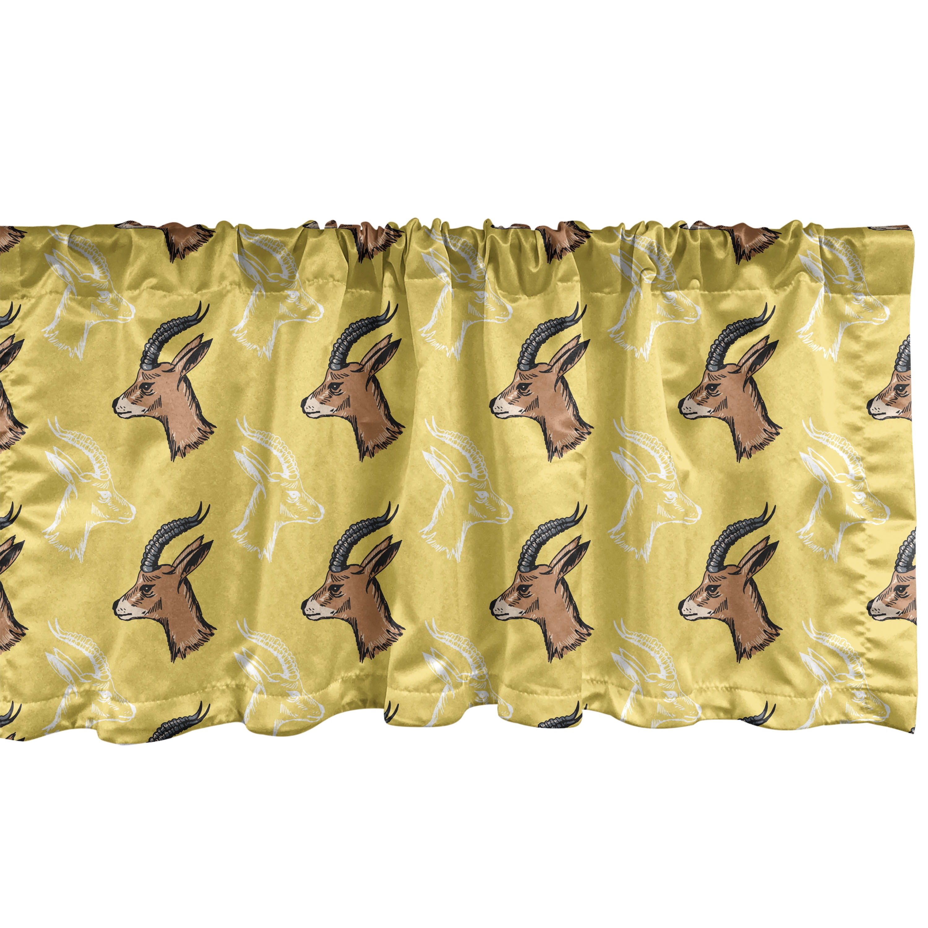 Antelope Window Valance, Side View Wild Animal Head with Antlers ...