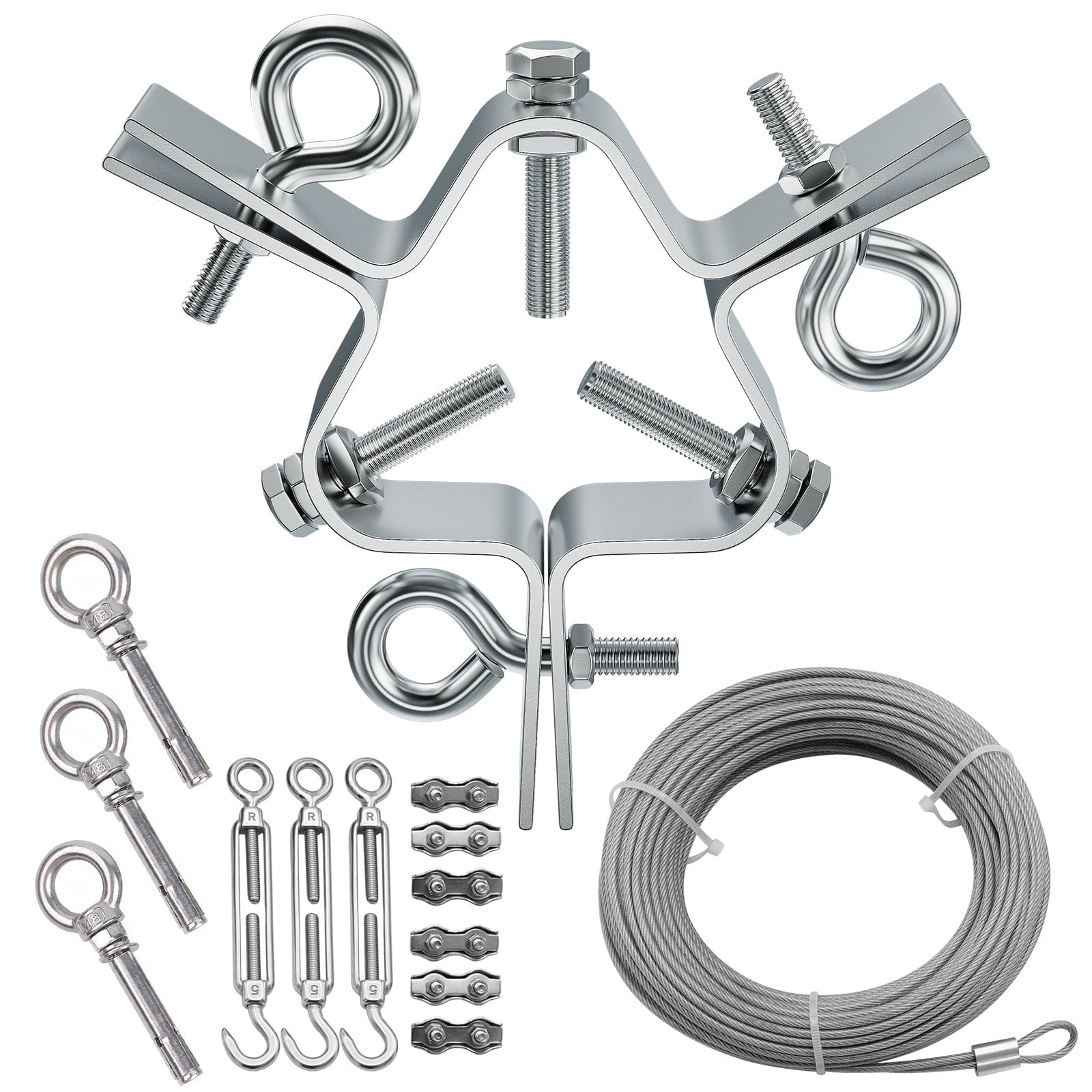 Antenna Mast Clamp Down Guy Wire Ring with 100ft Wires & Wall Mount ...
