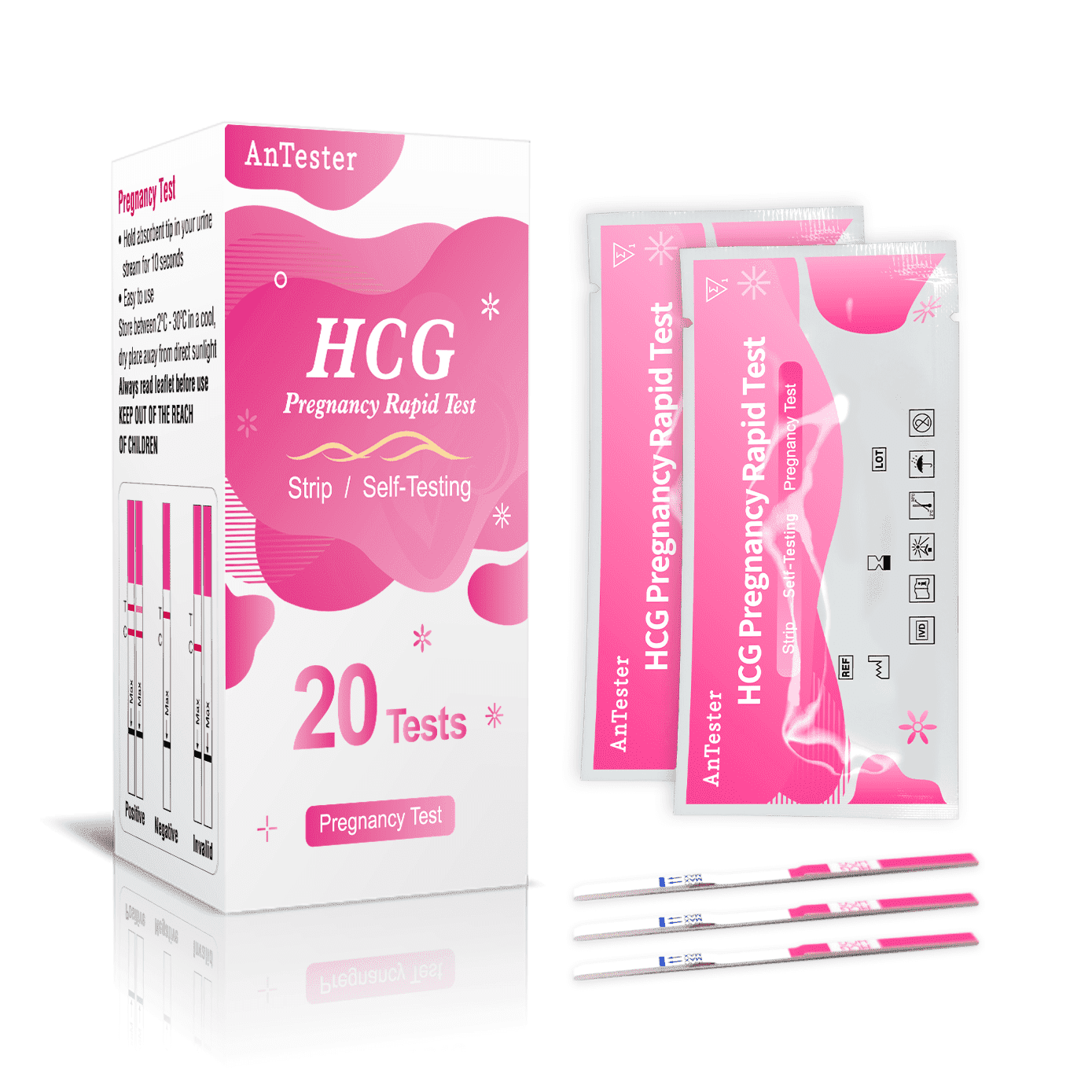 Antester Pregnancy Test Strips Kit with Urine Cups 20 Pack HCG Test ...