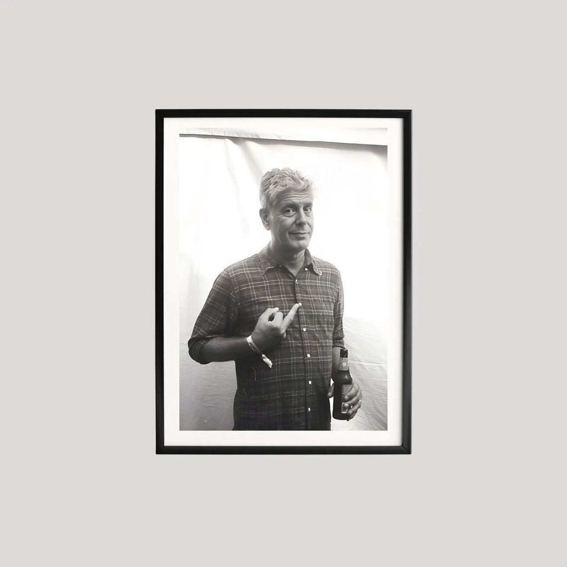 Anthony Bourdain Black and White Chef Portrait Kitchen Wall Art ...