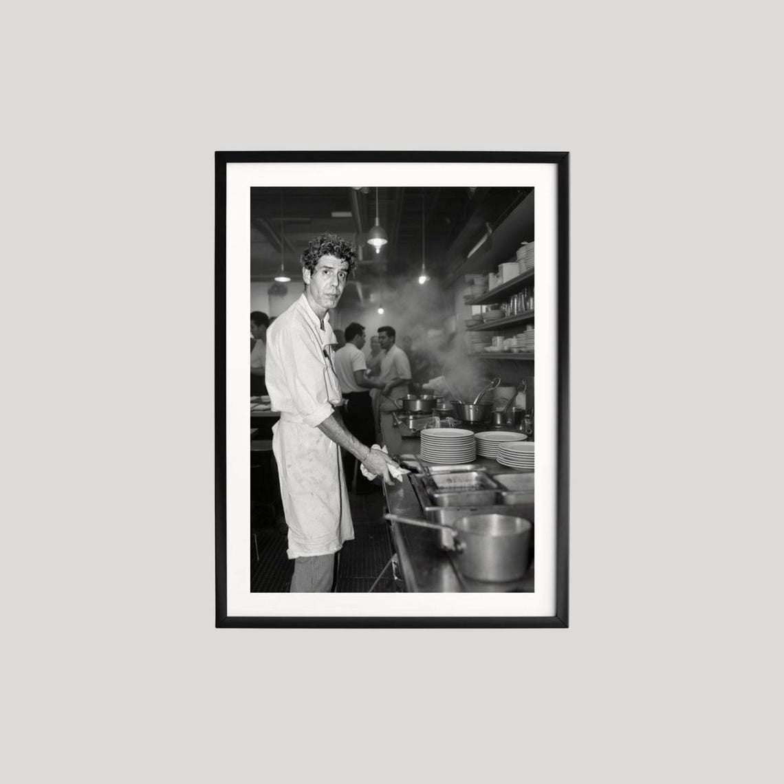 Anthony Bourdain Chef Head Chef Cooking Kitchen Black and White Wall ...