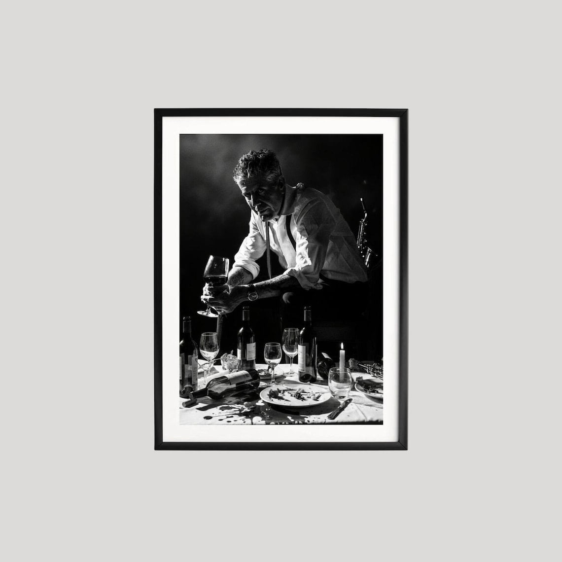 Anthony Bourdain Cooking Kitchen Black and White Museum Quality ...