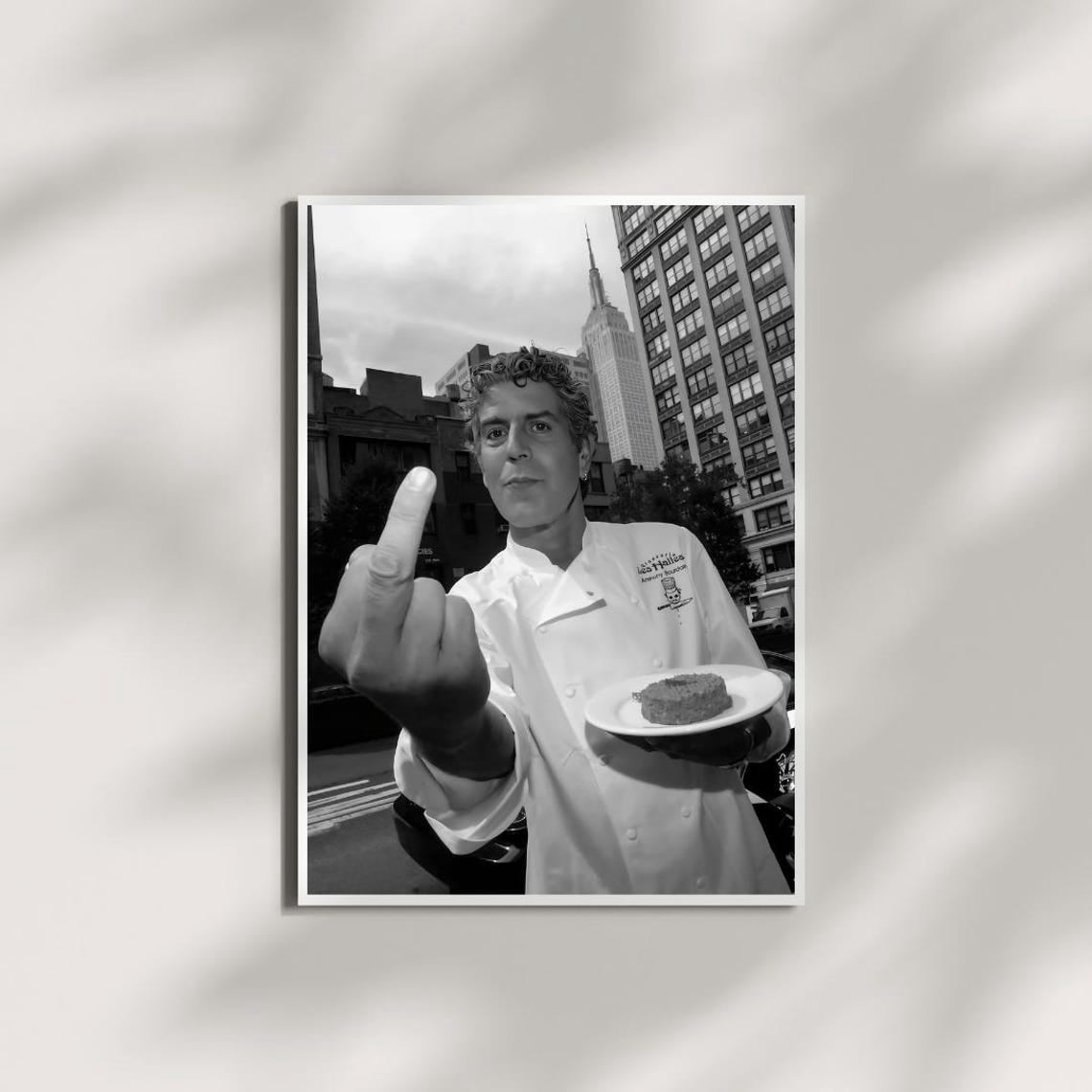 Anthony Bourdain Cooking Kitchen Chef Black and White Photography ...