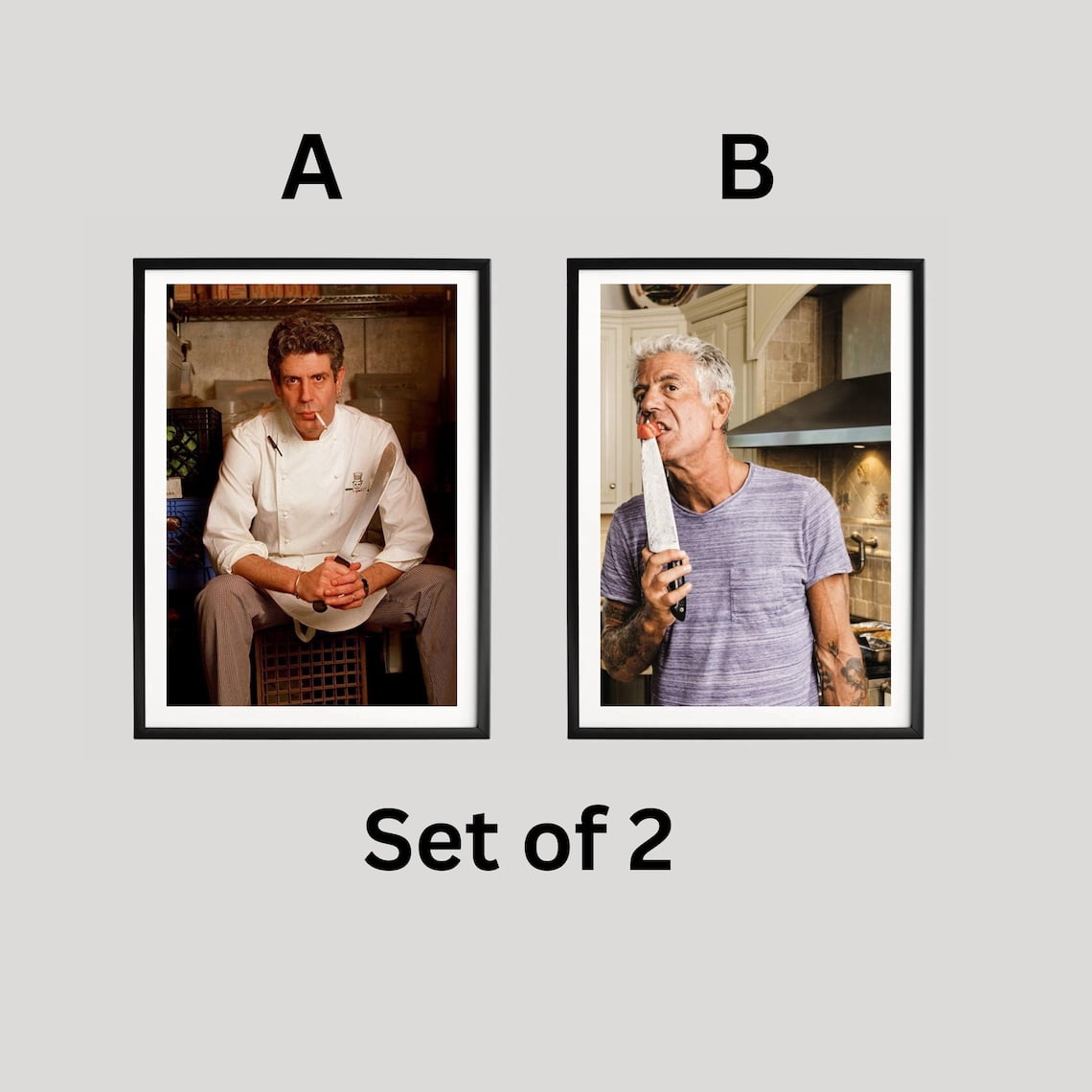 Anthony Bourdain Kitchen Portrait Celebrity Chef Wall Art Culinary ...