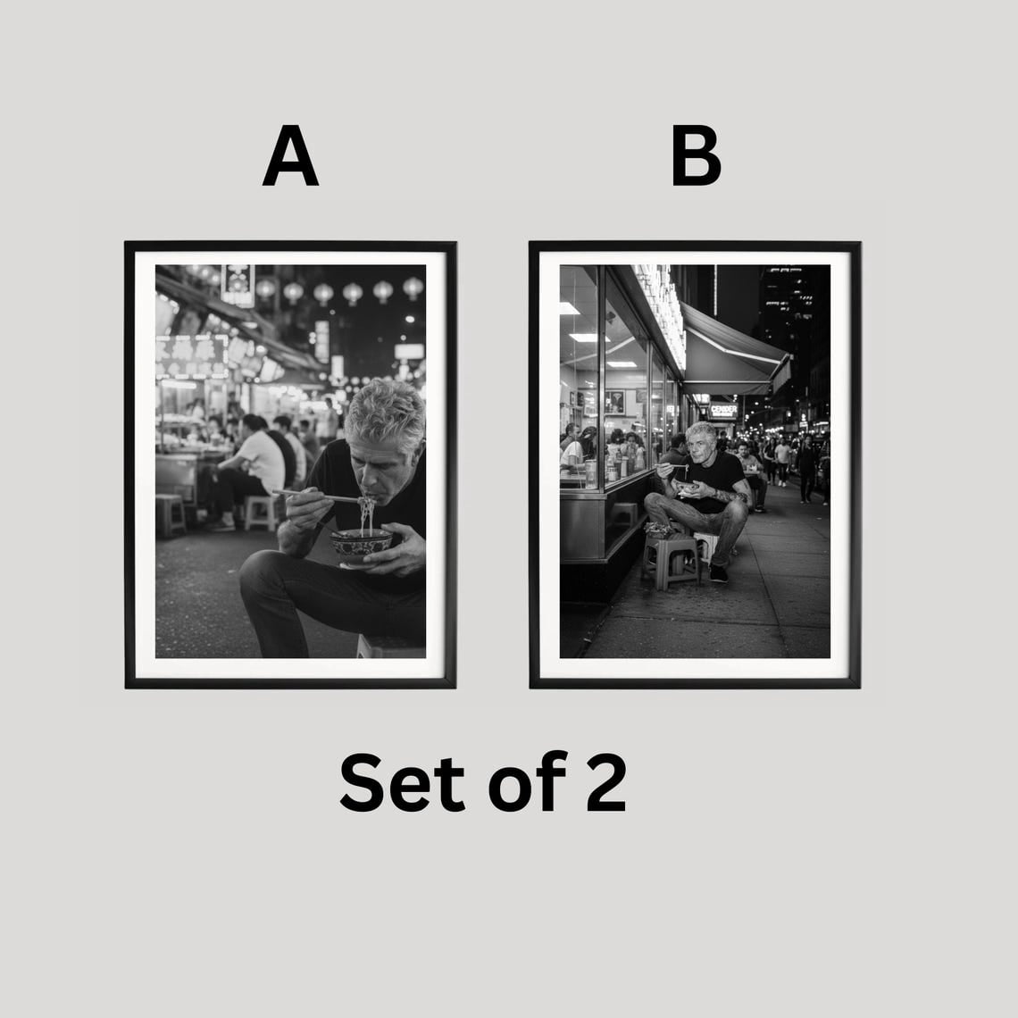 Anthony Bourdain Photography Chef Head Kitchen Wall Art Black and White ...