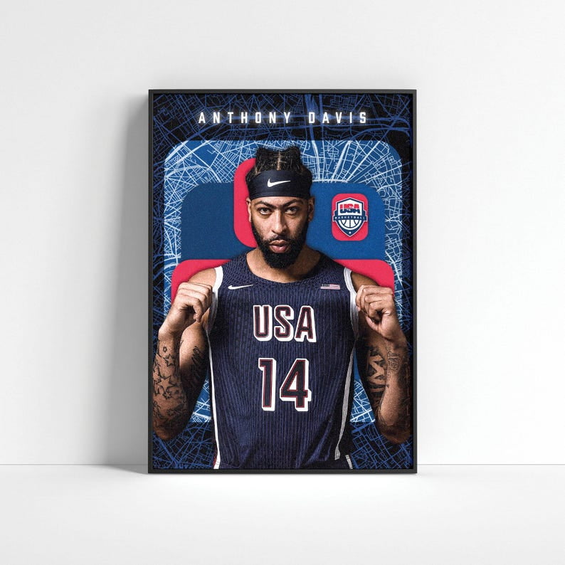 Anthony Davis USA Basketball Poster, Team USA Player Wall Art, Pro ...