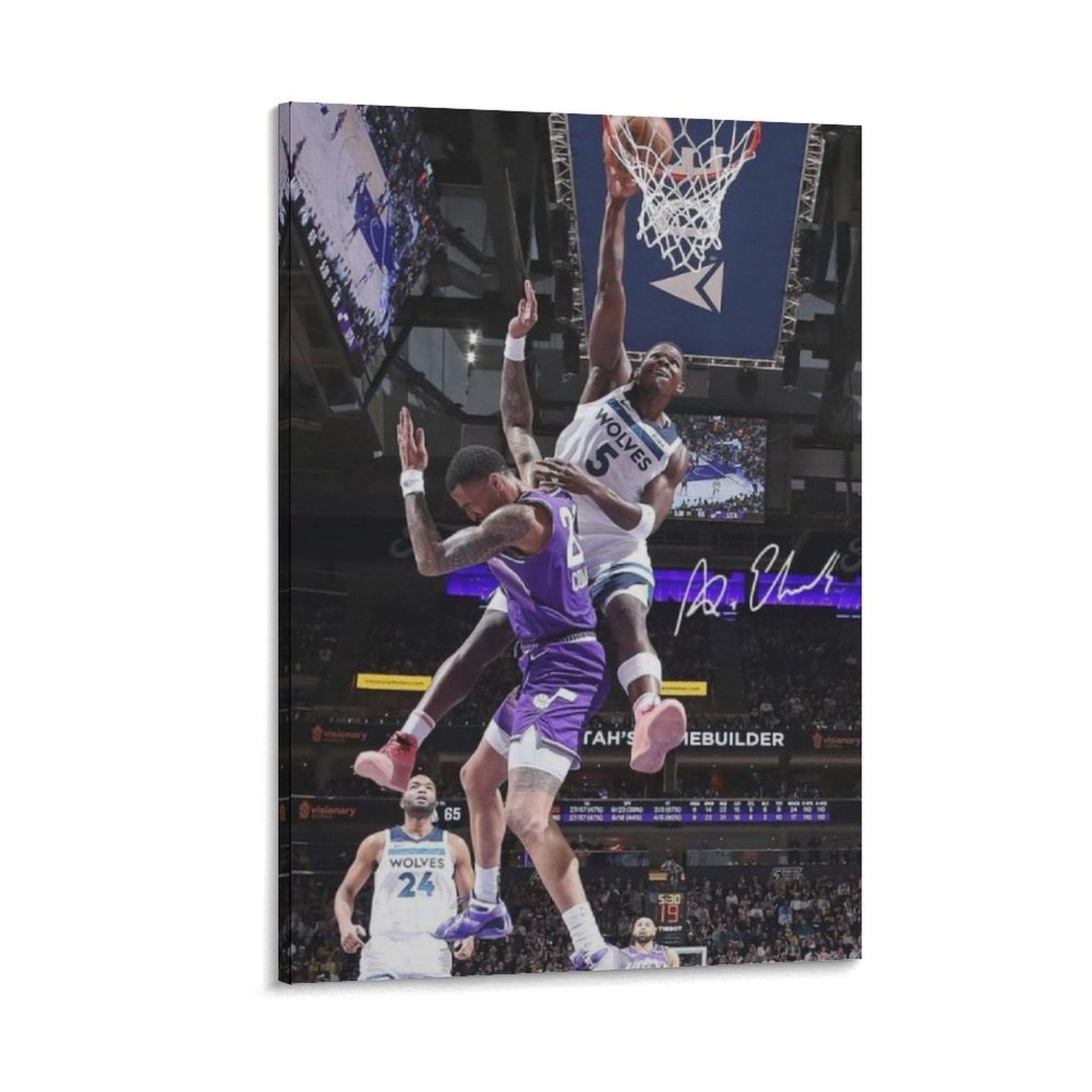 Anthony Edwards Dunk Autograph Canvas Poster Painting On Canvas Wall Art Poster Scroll Picture ...