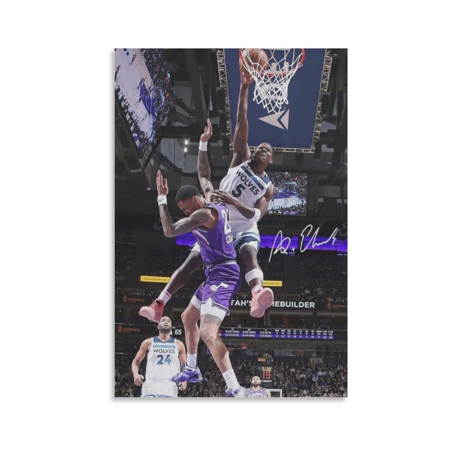 Anthony Edwards Dunk Autograph Canvas Poster Wall Art Poster Scroll ...