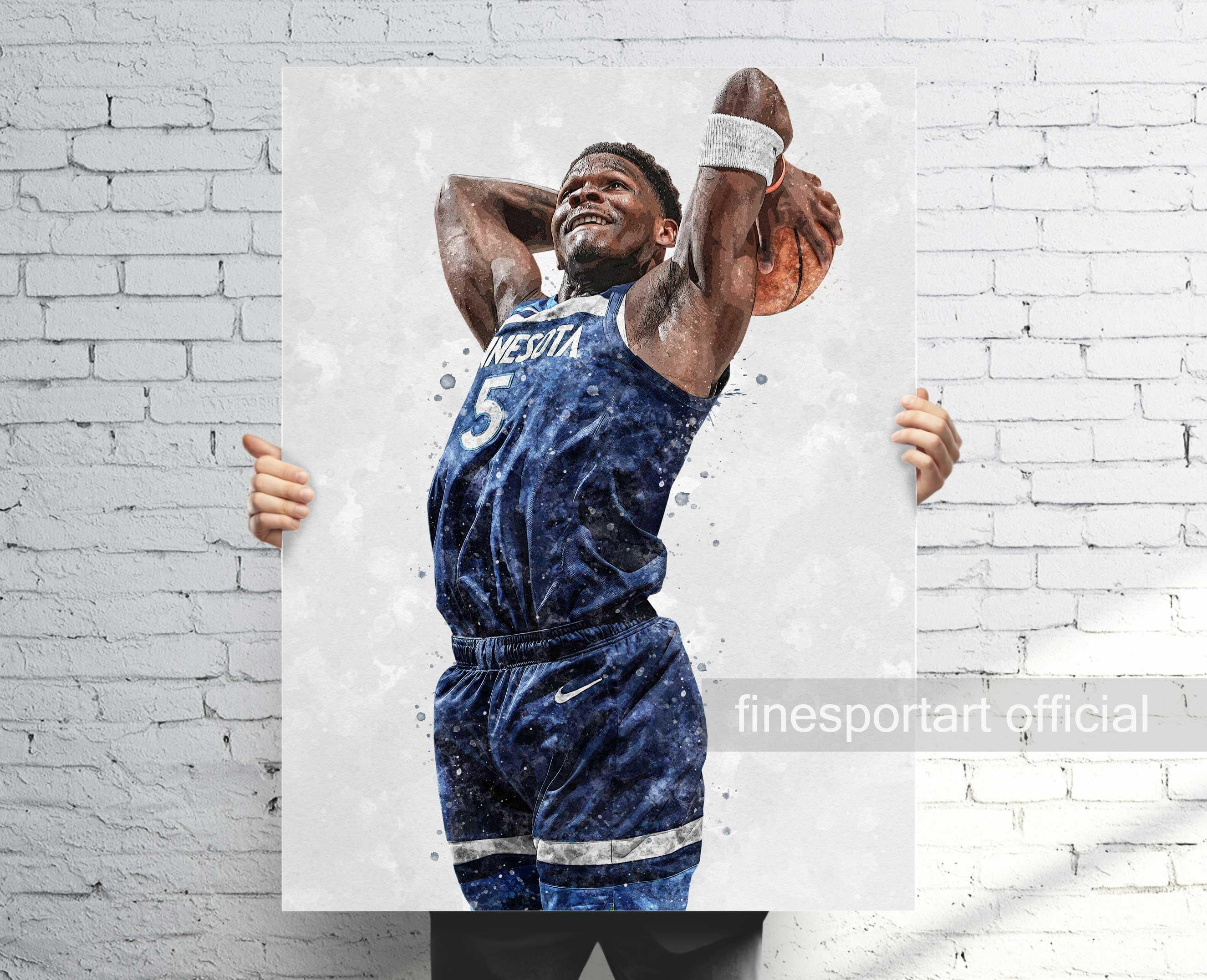 Anthony Edwards Dunk Minnesota (V2), Canvas, Basketball, Sports wall ...