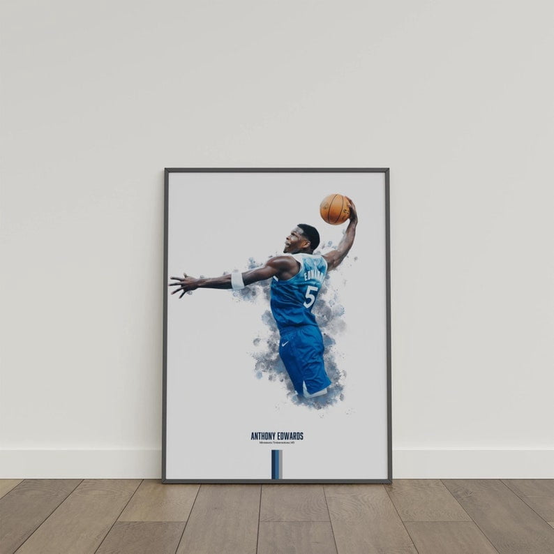 Anthony Edwards Dunk Poster Minnesota Timberwolves NBA Basketball Wall ...
