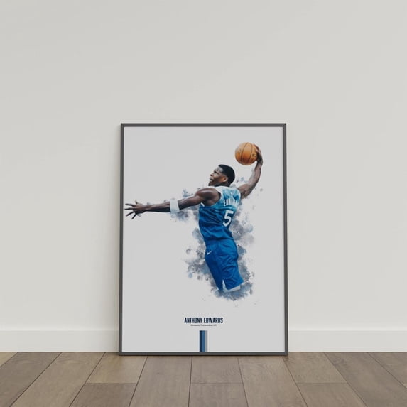 Anthony Edwards Dunk Poster Minnesota Timberwolves NBA Basketball Wall ...