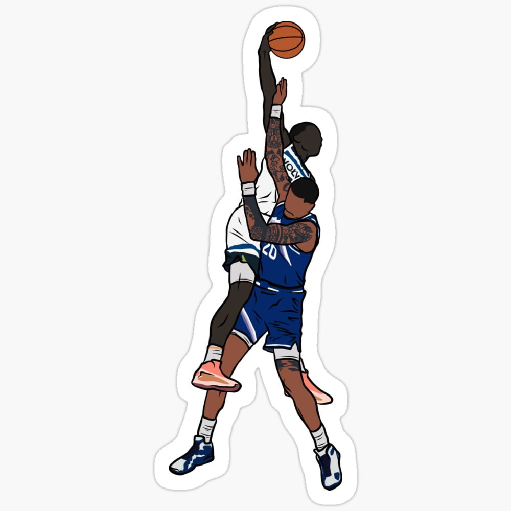 Anthony Edwards Dunks On John Collins Sticker Phone Decal Water Bottle ...
