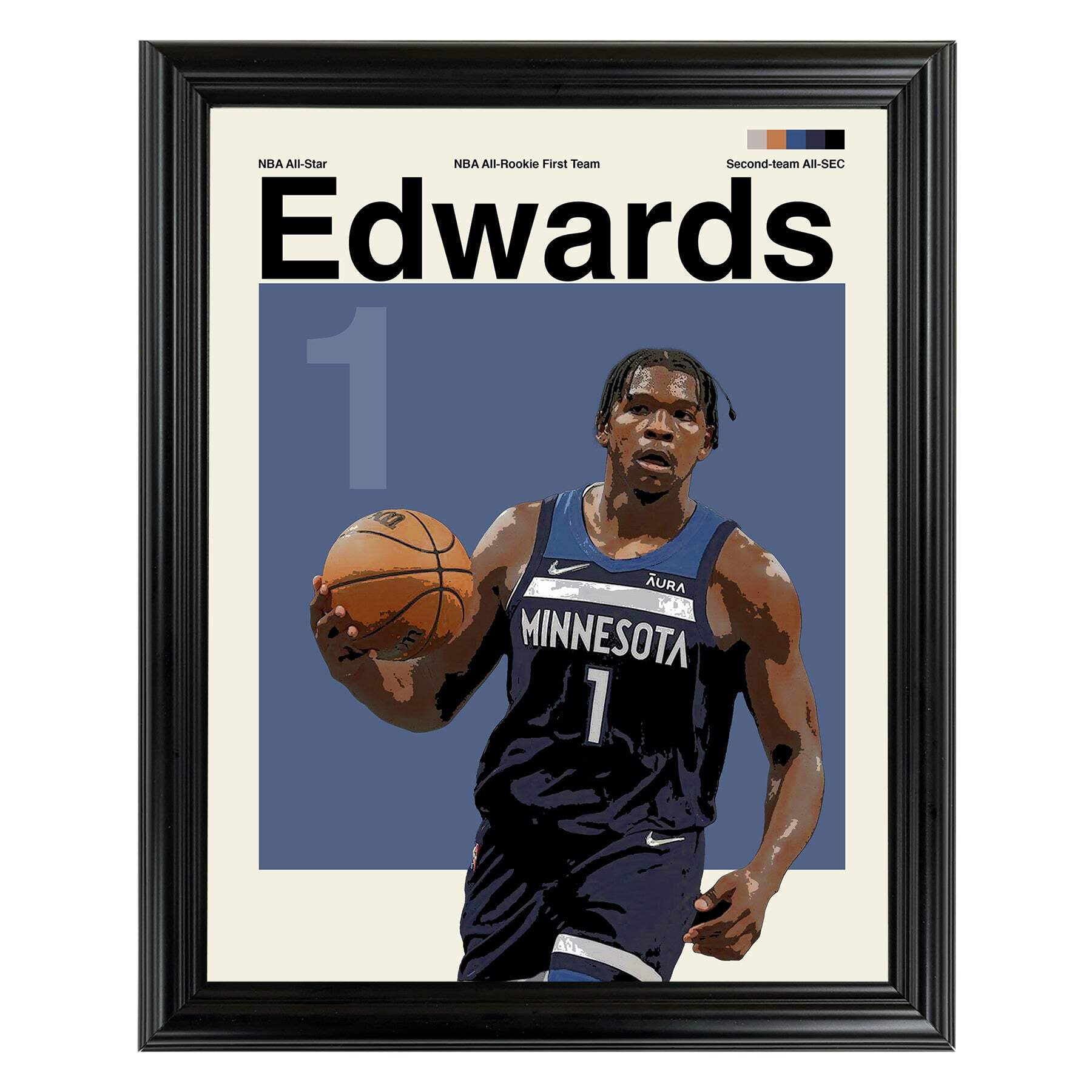 Anthony Edwards Framed Sports Art Photo by Thomas Maxwell - Walmart.com