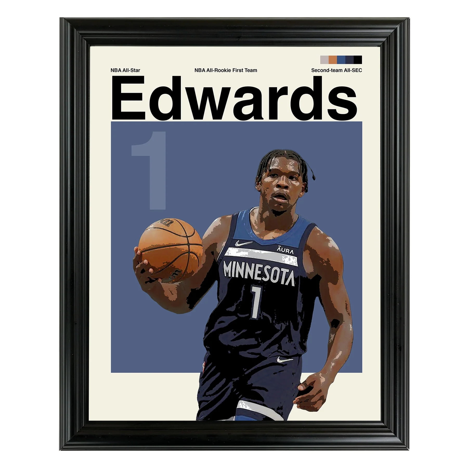 Anthony Edwards Framed Sports Art Photo by Thomas Maxwell - Walmart.com