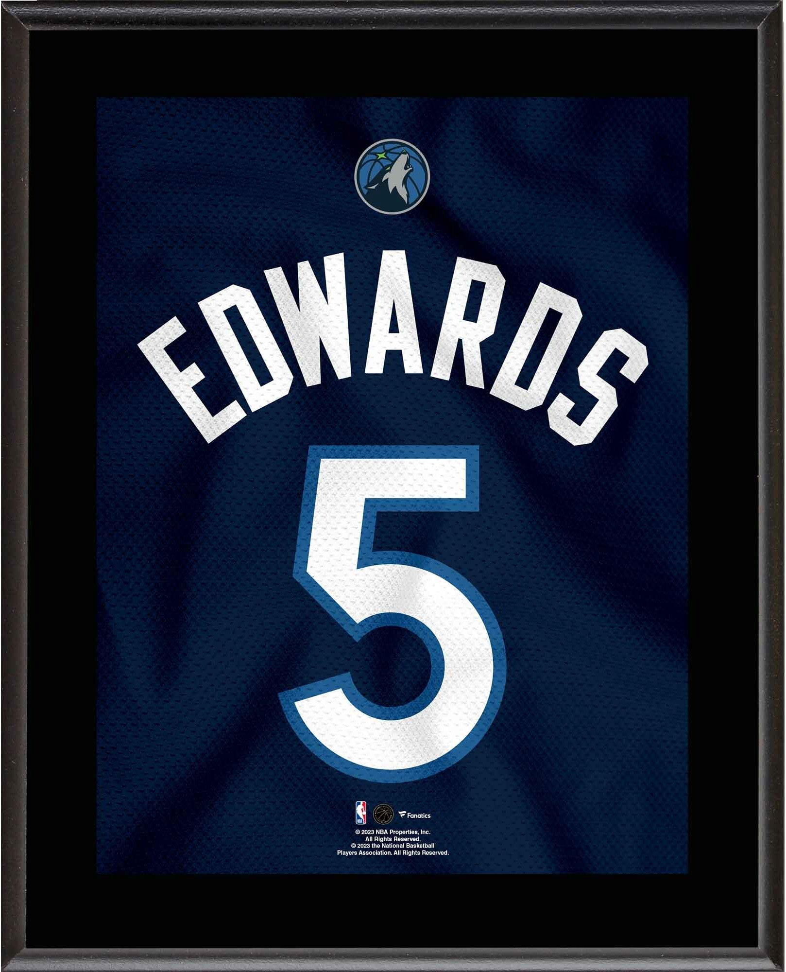 Anthony Edwards Minnesota Timberwolves 10.5" x 13" #5 Navy Blue Jersey ...