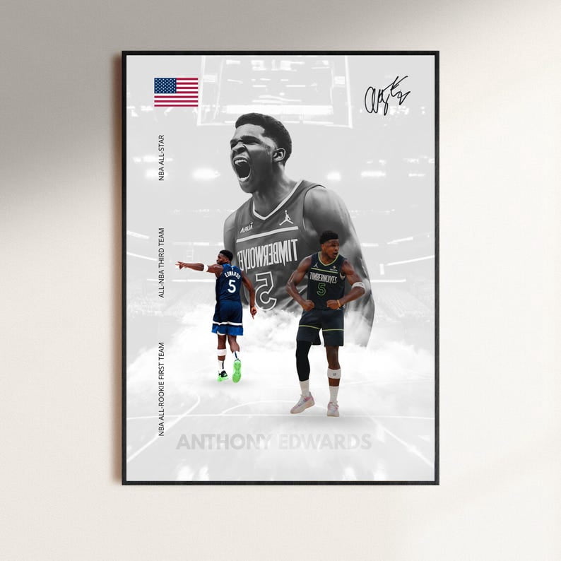 Anthony Edwards NBA Basketball High-Definition Wall Art Poster 16x24 ...