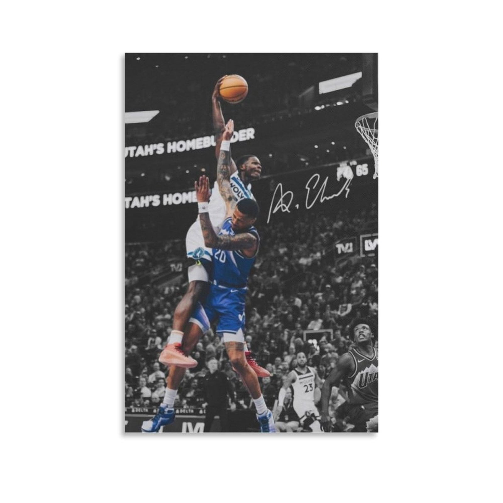Anthony Edwards Throwback Dunk Canvas Poster Posters Art Print Wall Photo Paint Poster Hanging ...